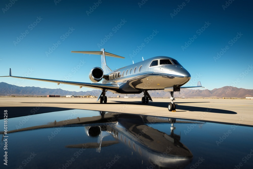 elite private jet on the runway ready for takeoff , ai generated image ...
