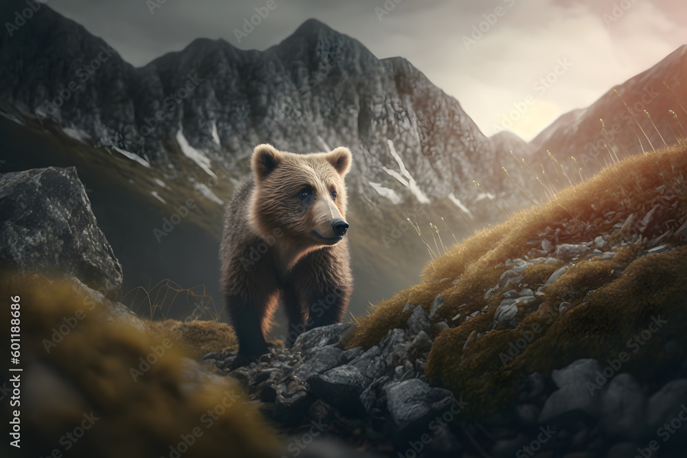 Stockillustratie the graphic shows a bear in the Tatra Mountains. This ...