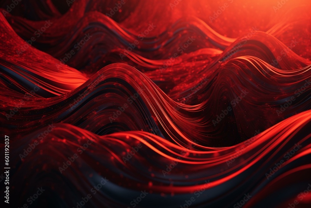 Red flowing lines on a wavy background. A stylish wallpaper with a lava ...