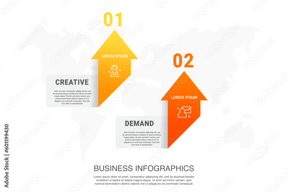 Vector modern infographics with 2 arrows and icons. Concept graphic ...