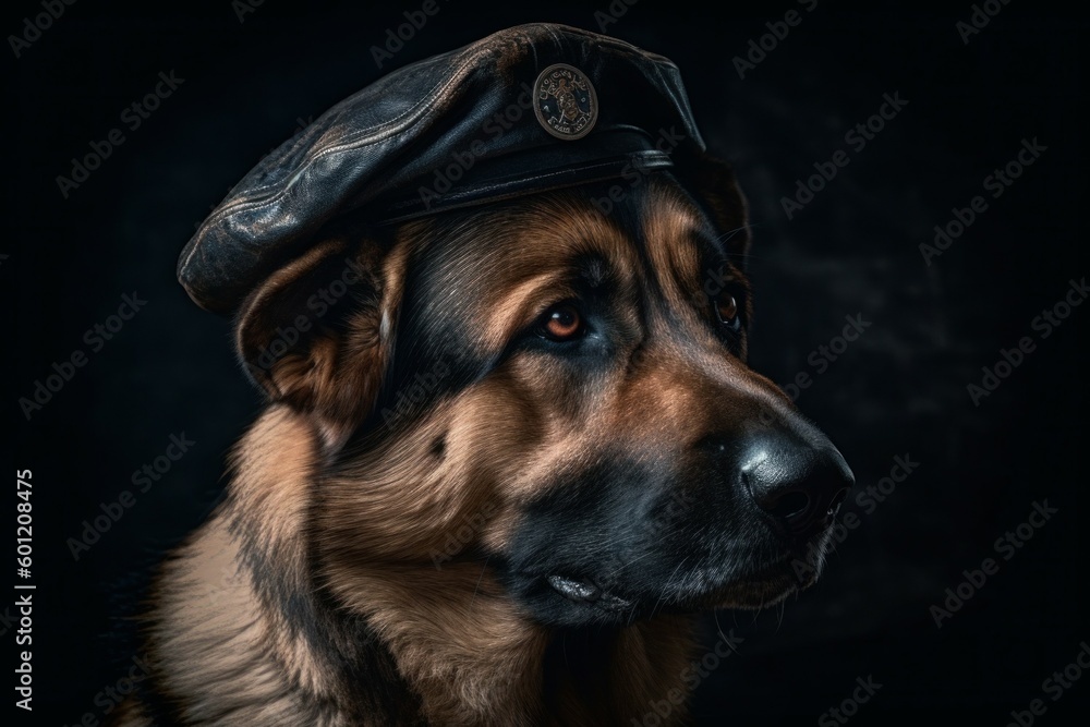 Anthropomorphic dog breed German Shepherd with a headdress. Concept of ...