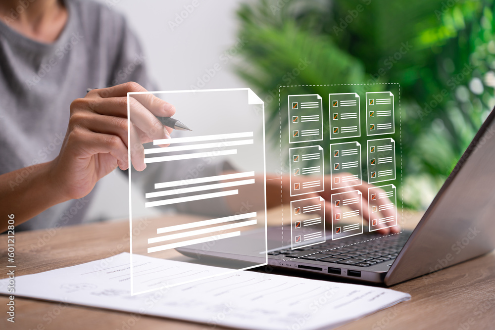 Online example and E-Learning with smart document concept, Women use ...