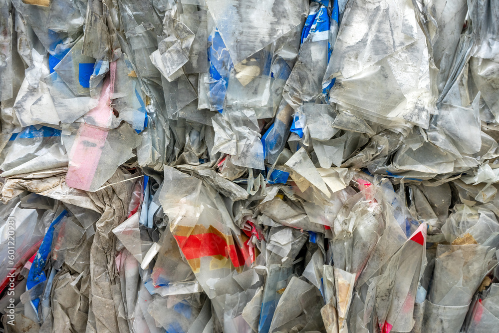 Pile of compact texture of plastic waste for recycling in the sorting ...