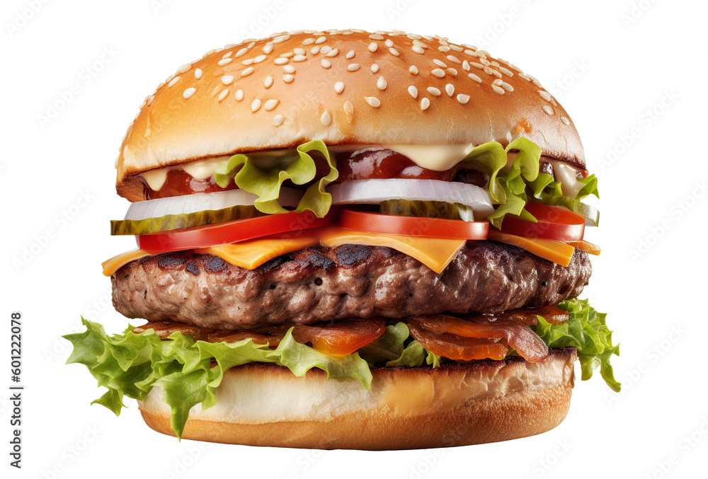 Hamburger in transparent background. Generative AI. Stock Illustration ...