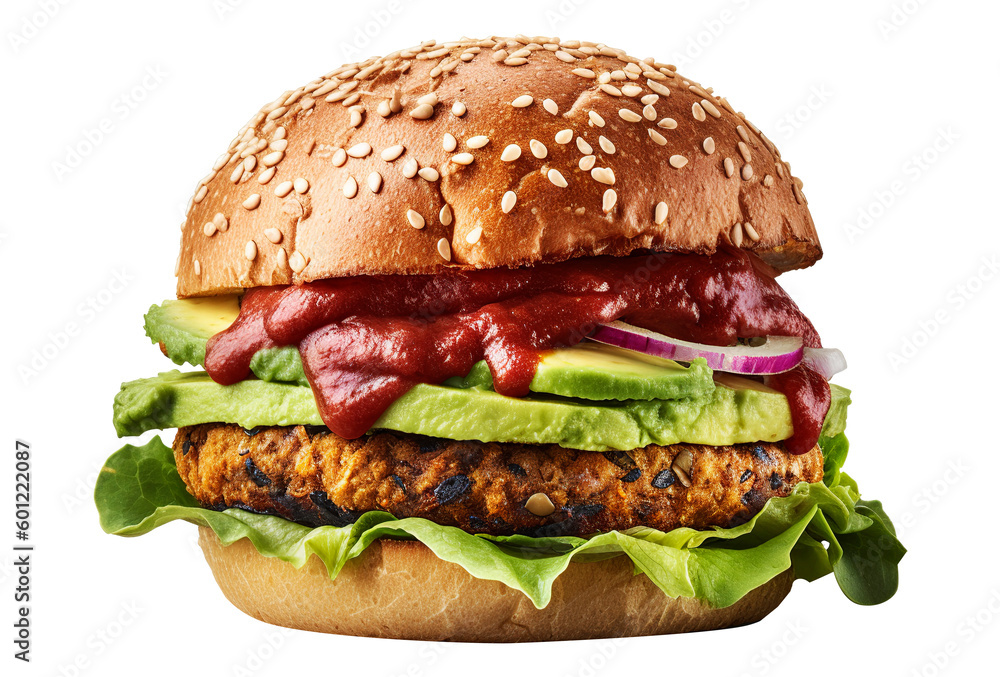 Vegan burger in transparent background. Generative AI. Stock ...