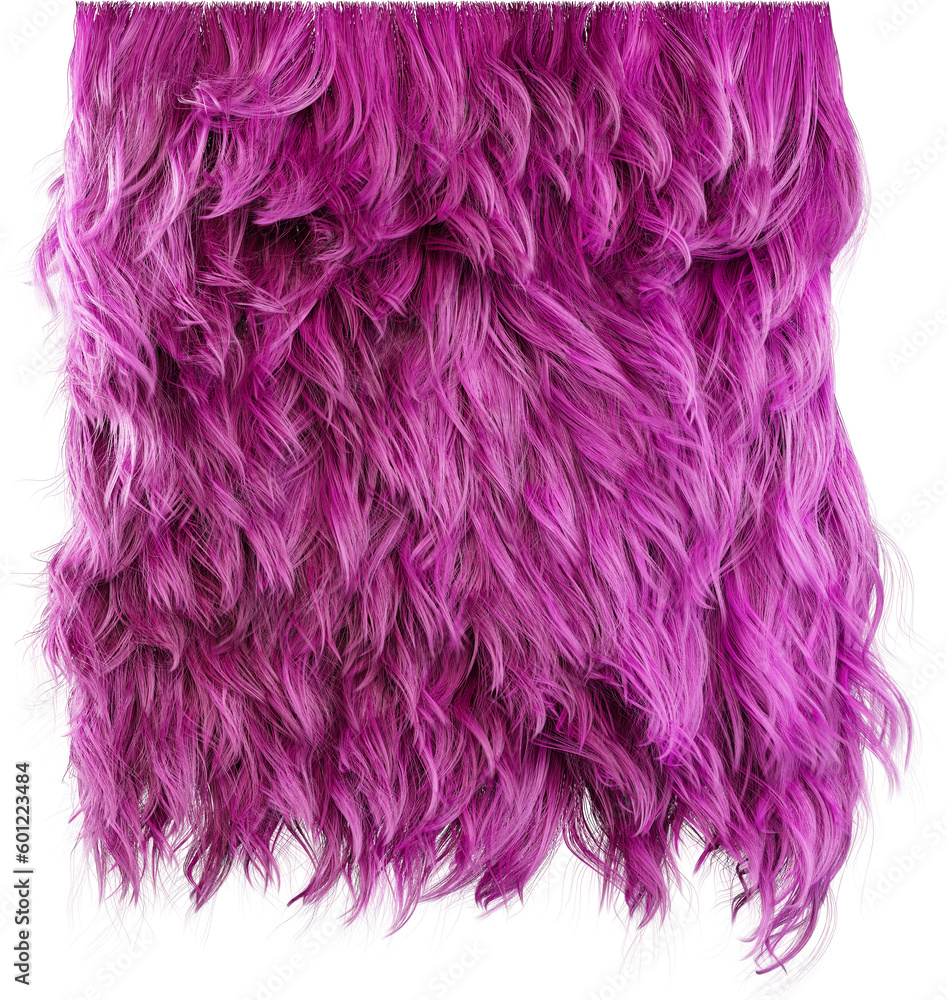 Realistic pink curls of hair. Sample of pink hair. Hair texture close ...