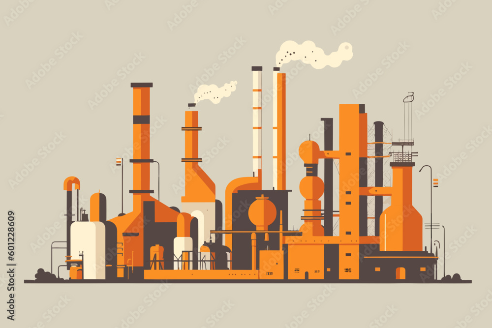 Vetor de Doodle inspired Gas Refinery, cartoon sticker, sketch, vector ...