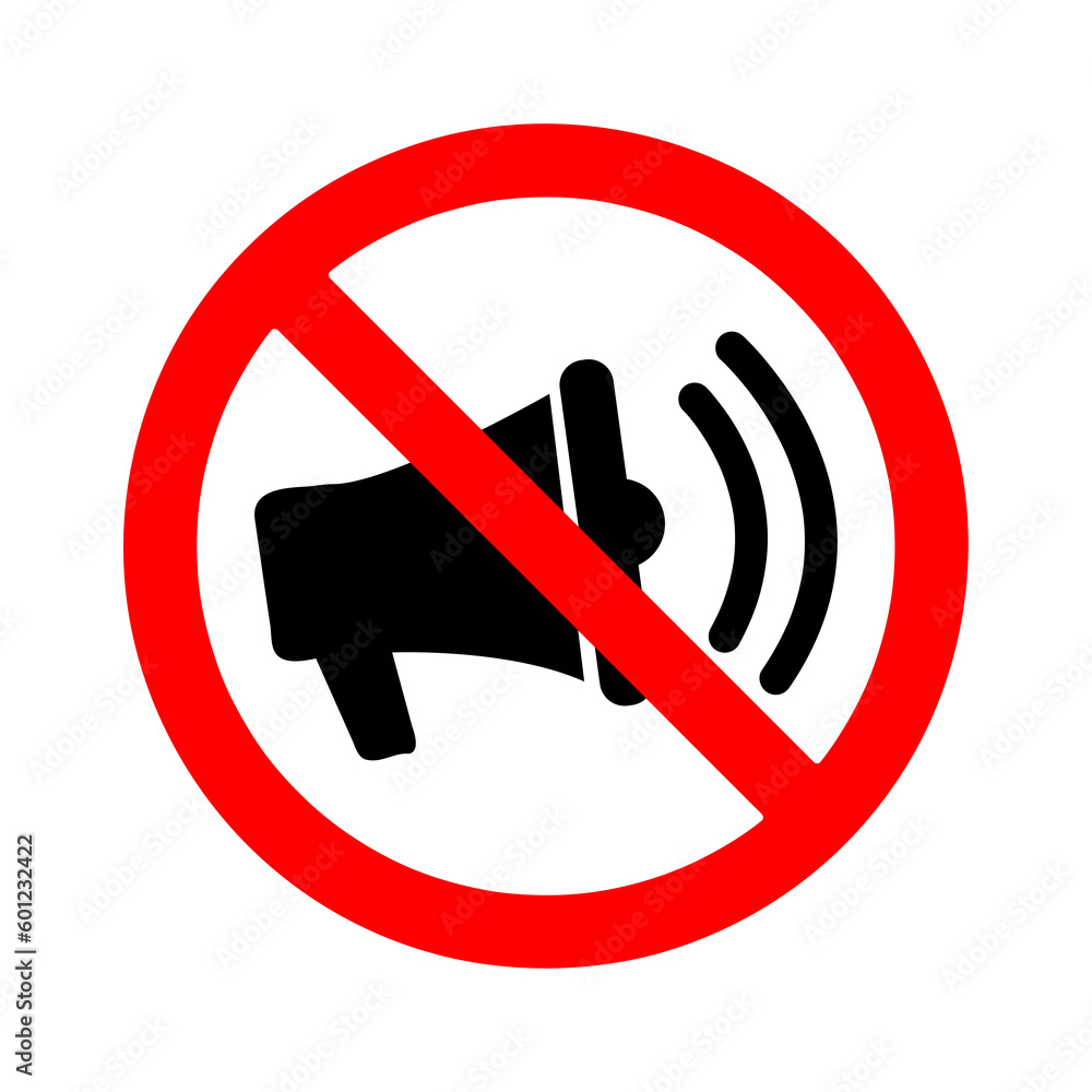 No loud noise warning sign. Forbidden Signs illustration on white ...