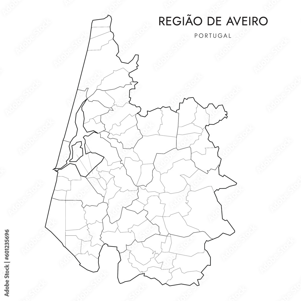 Vector Map of the Subregion of Aveiro Region (Comunidade Intermunicipal ...