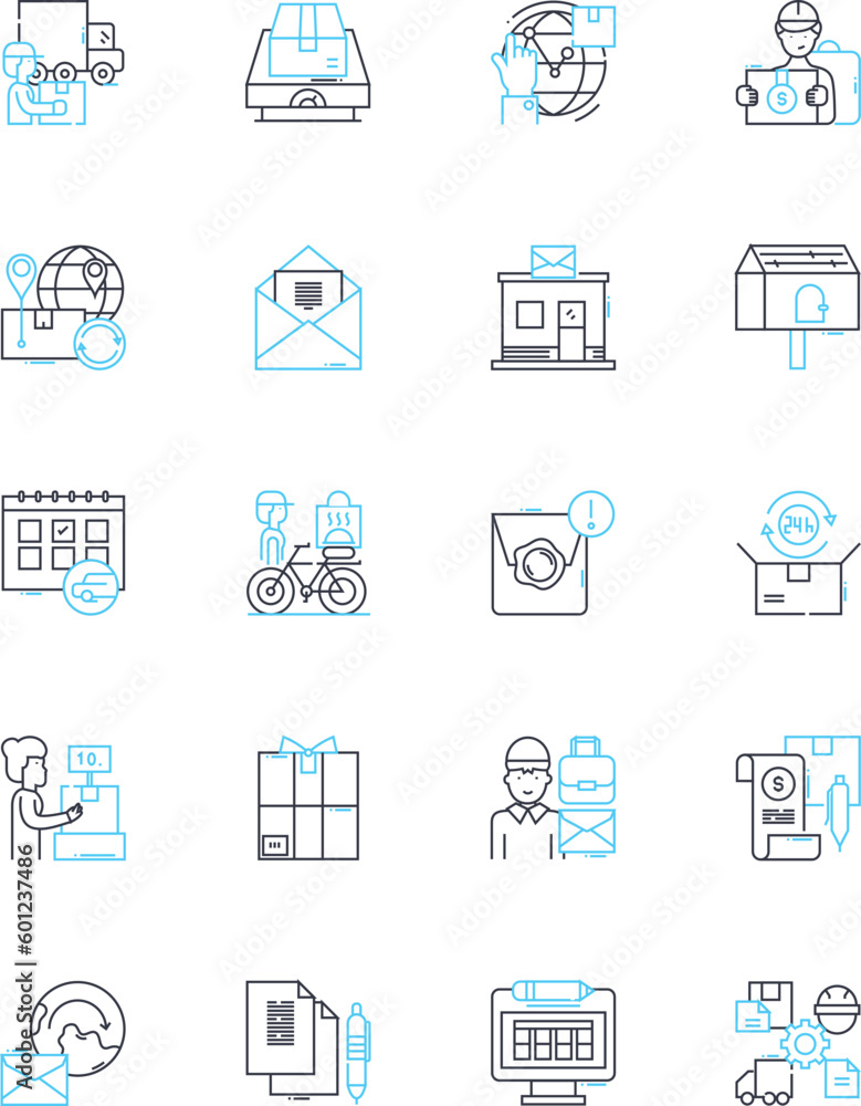 Parcel linear icons set. Delivery, Shipping, Mail, Package, Courier ...