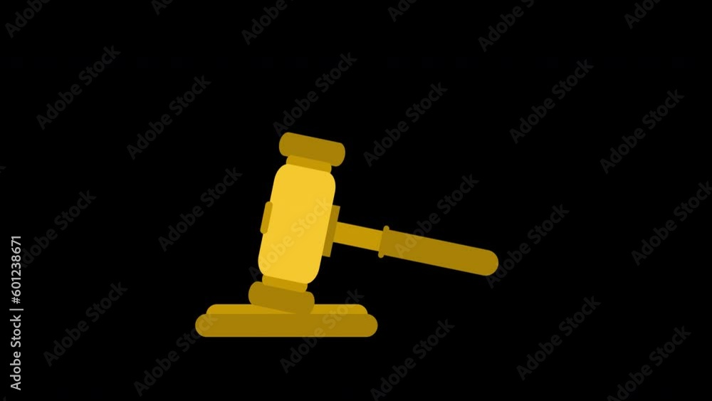 Justice, Hammer Judge Court, law Icon animation loop motion graphics ...