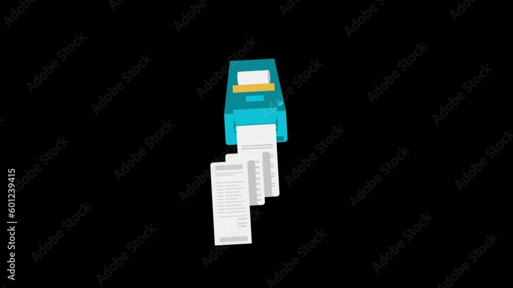 Printer paper machine icon animation loop motion graphics video ...