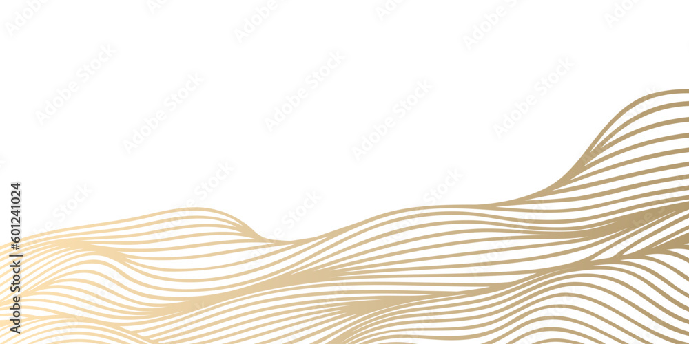 Vector abstract line art wavy flowing dynamic gold isolated on ...