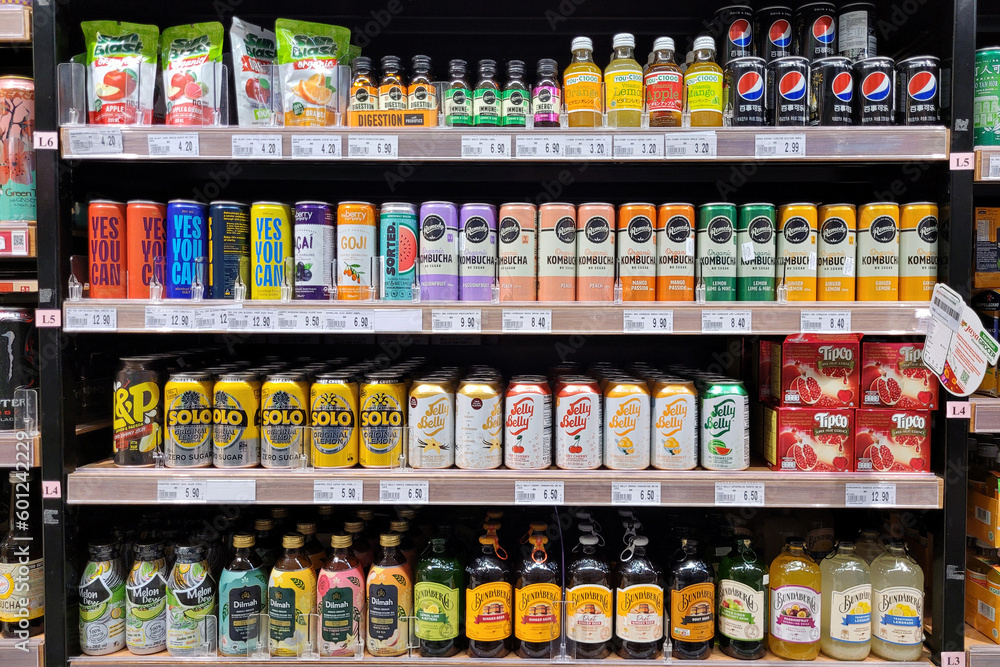 PENANG, MALAYSIA - 3 MAY 2023: A wide range of local and imported ...