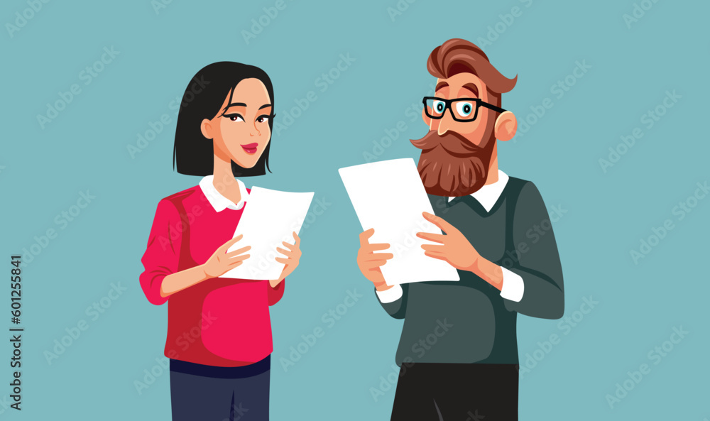 Office Workers Holding Documents Vector Cartoon Illustration. Business ...