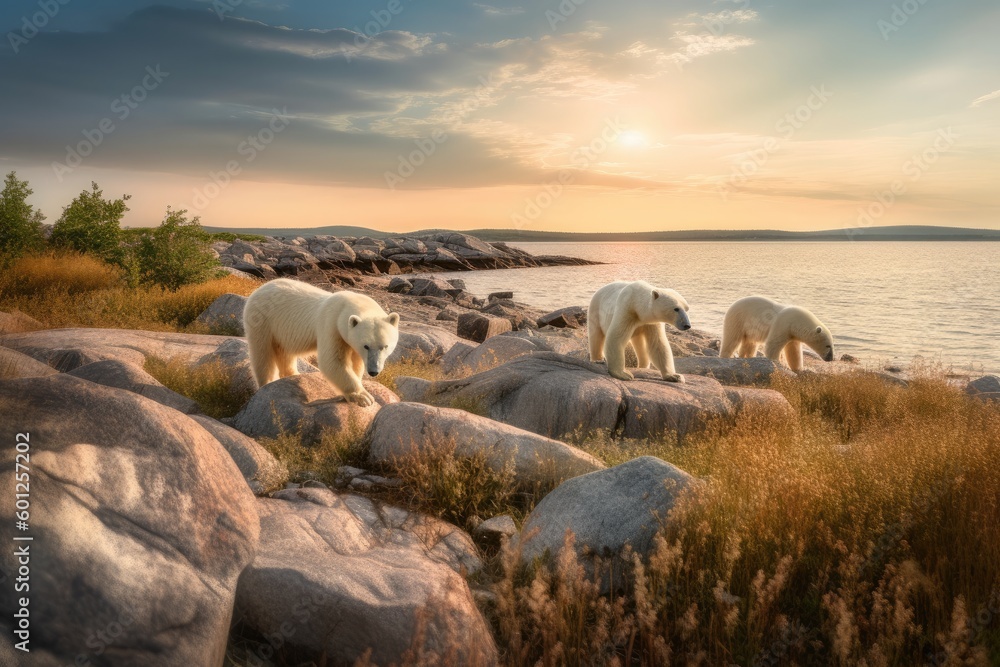 Polar Bears Exploring Arctic Circle and North Pole on Icebergs at ...