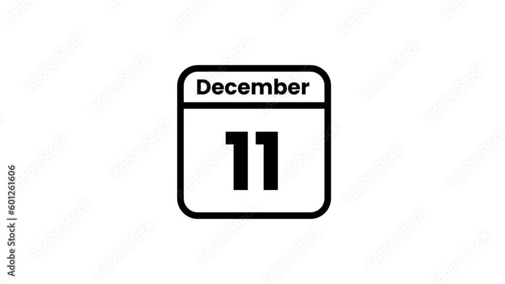 11 December calendar icon animation. Luma matte with transparent ...
