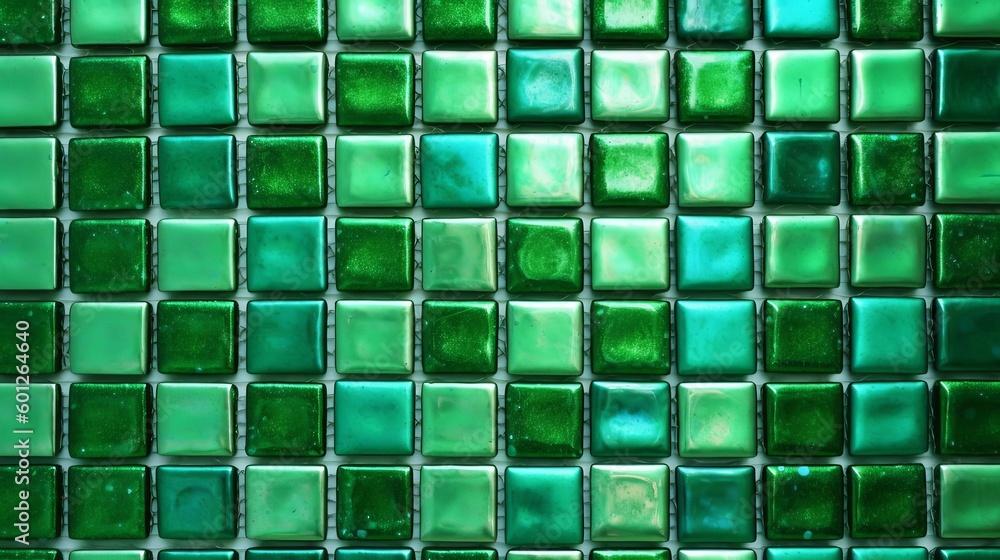 Emerald green tiles with drops of water. Pool, bathroom glass mosaic ...
