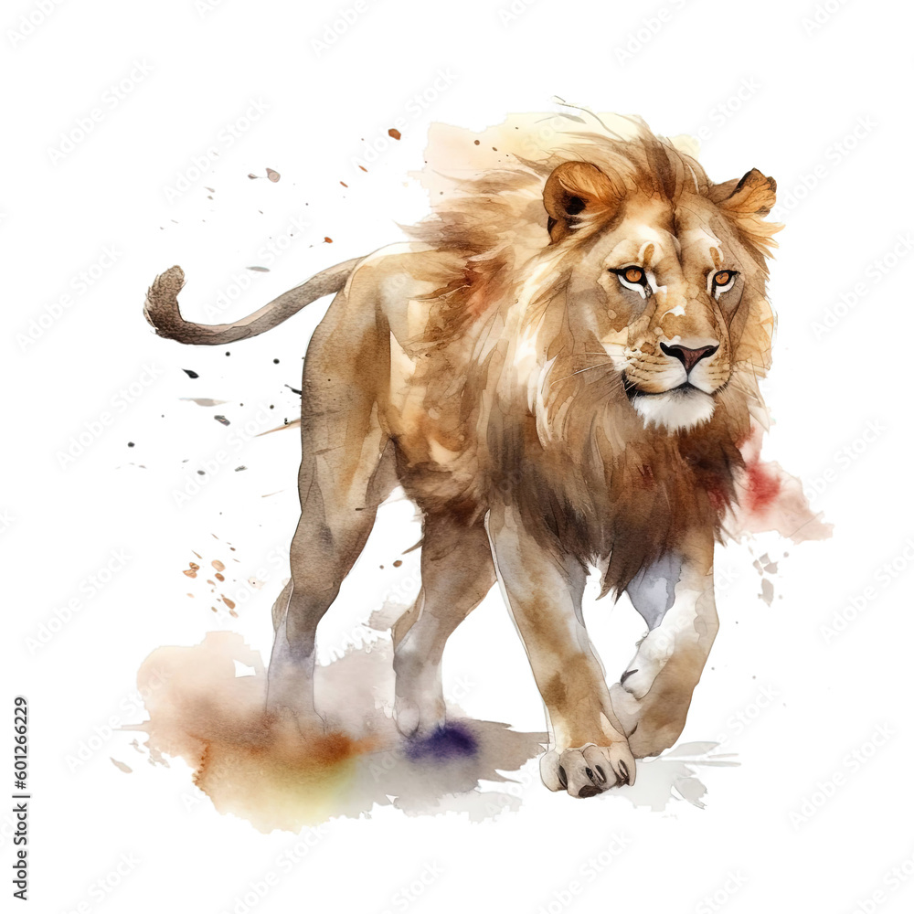 Lion, lion cartoon watercolor clipart, lion clipart, clipart material for children, lion close ...