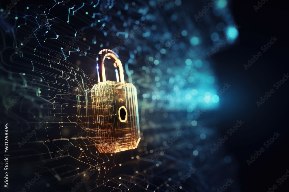 Cybersecurity Padlock, Digital Lock on Technology Network Data ...
