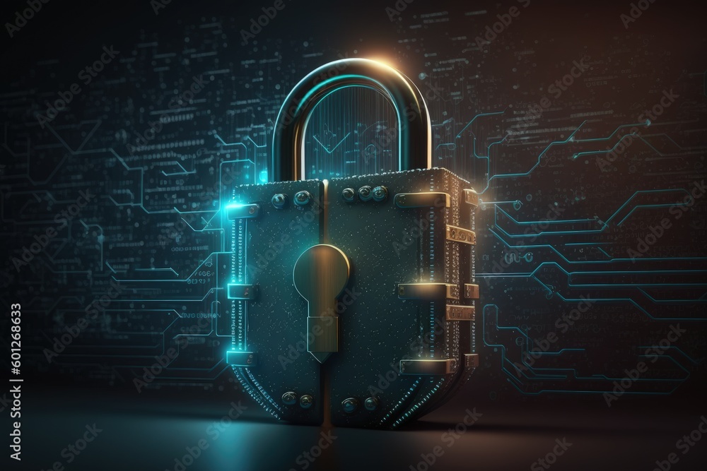 Cybersecurity Padlock, Digital Lock on Technology Network Data ...