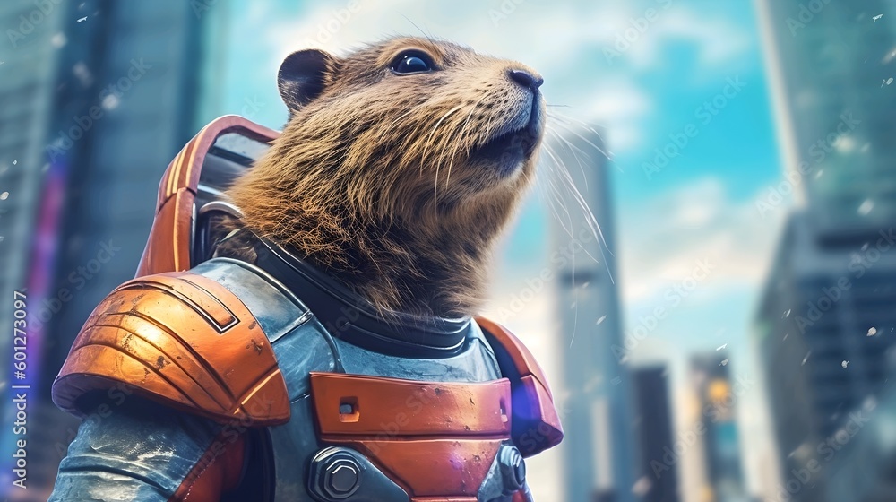 Gaint capybara as power ranger Stock Illustration | Adobe Stock
