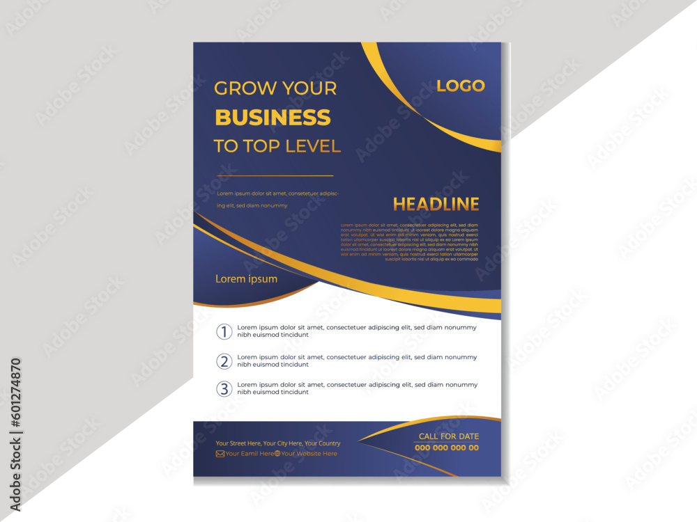 Corporate Business Flyer Design with Gold & Blue Gradient. Flayer ...