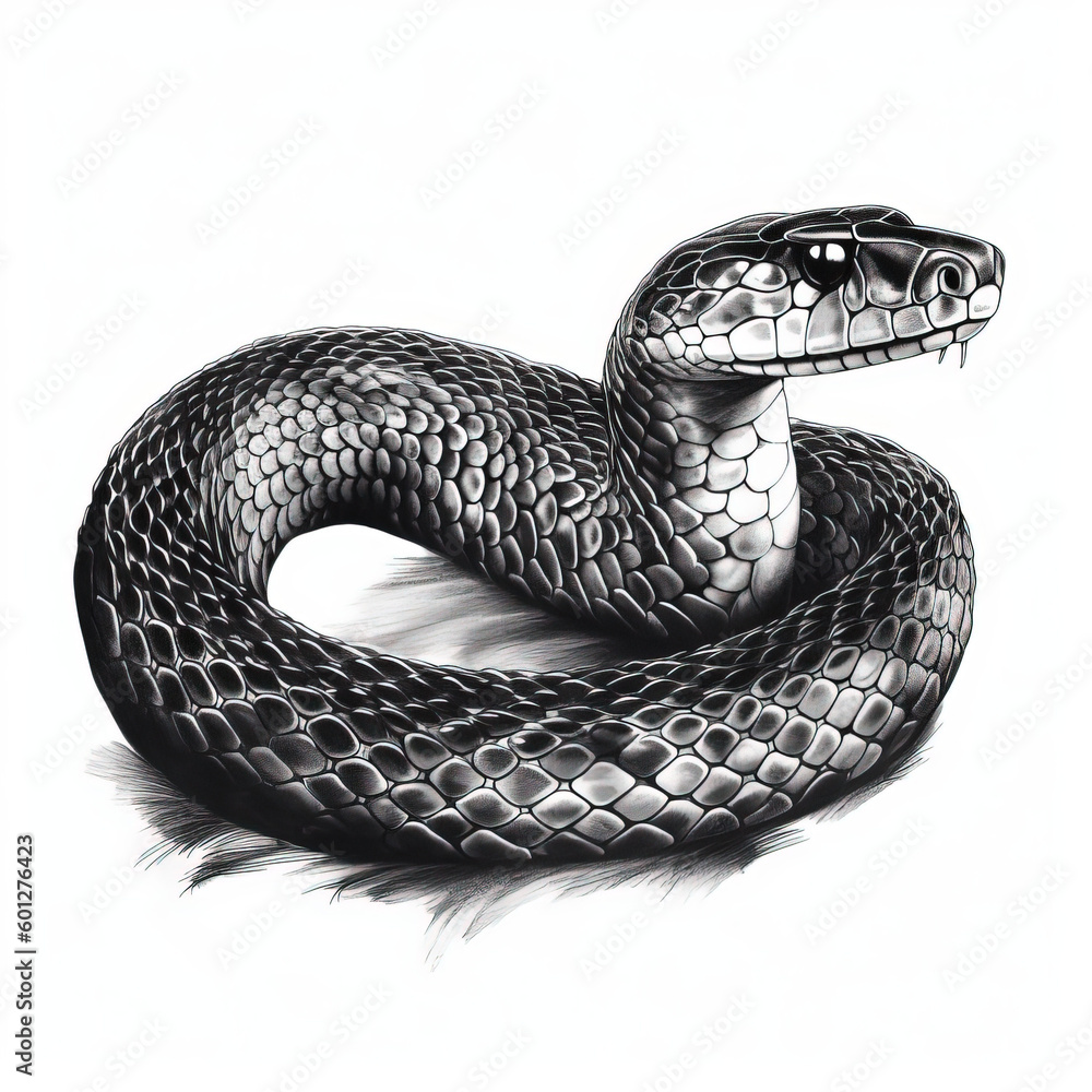 Black and White Drawing of a Snake - AI Generated Stock Illustration ...