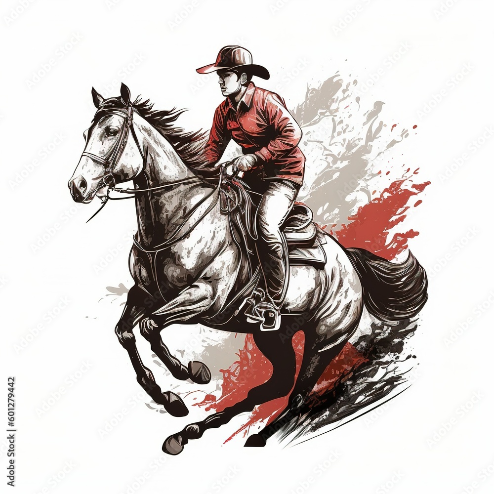 T-shirt design a horse riding a horse vector illustration With ...