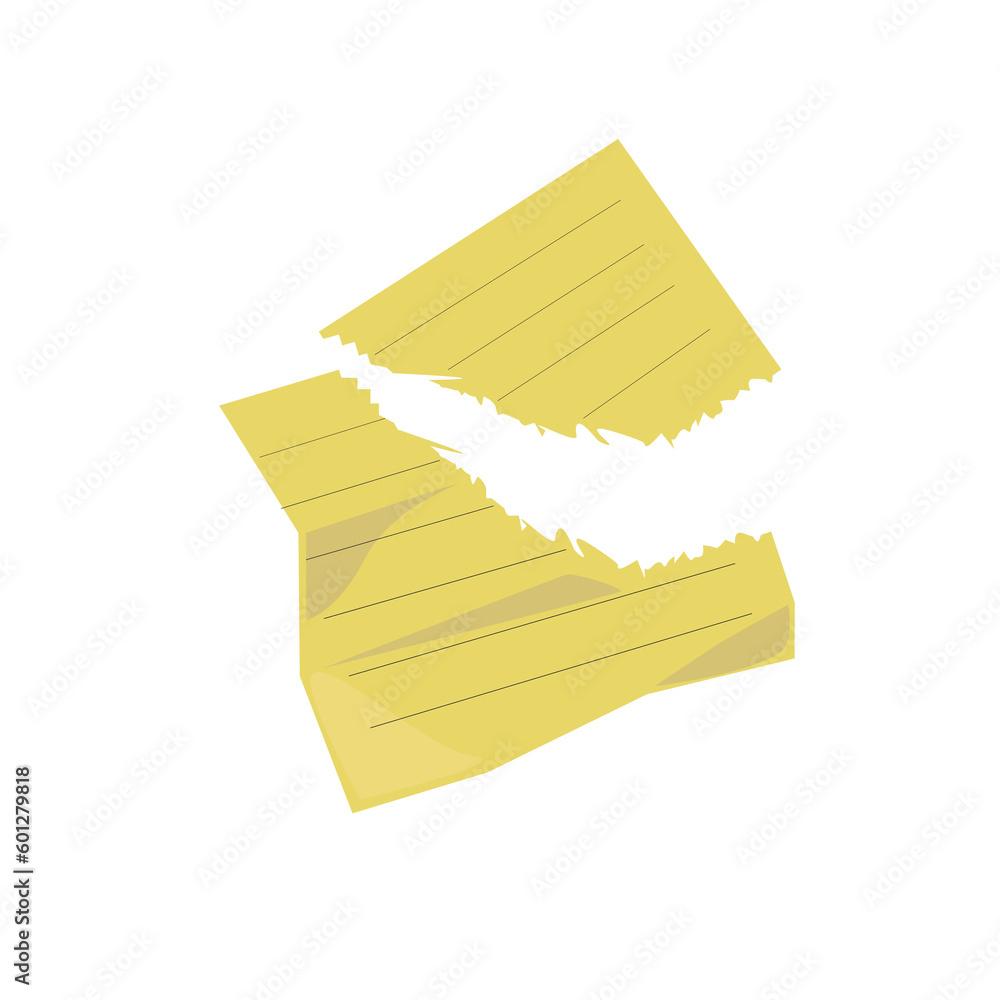 Torn yellow note vector. Used note paper vector isolated on white ...