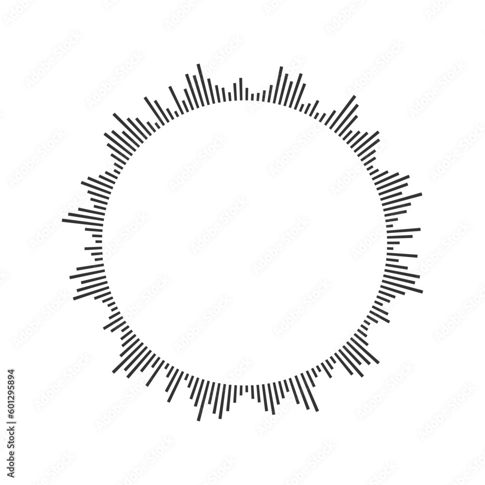 Round soundwave icon. Circular audio equalizer sign. Voice message ...