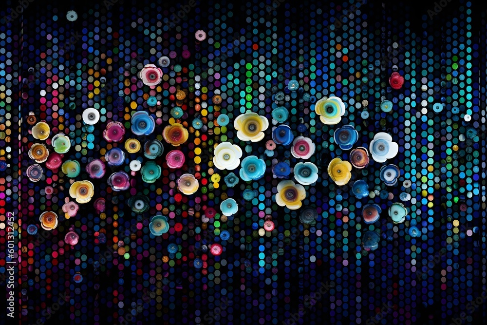 ภาพประกอบสต็อก 3d paper quilling sonic flowers made of digital binary ...