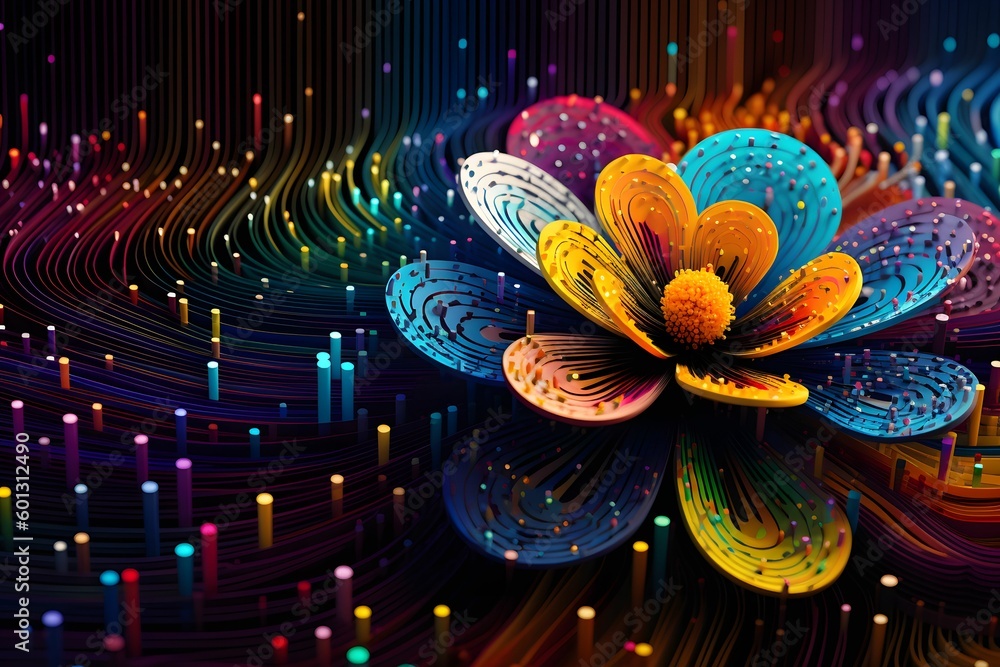 3d paper quilling sonic flowers made of digital binary barcode data ...