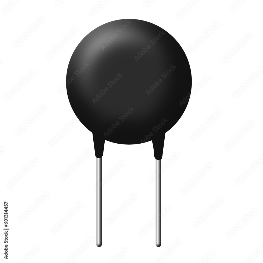 Black thermistor icon on white background. NTC Thermistor Resistor sign ...