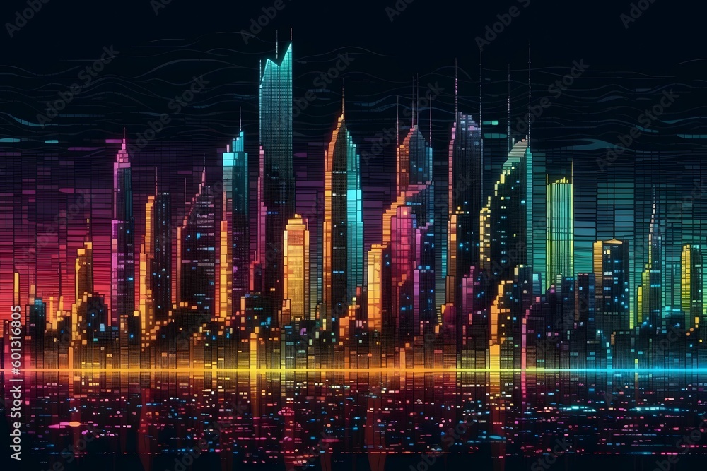 psychedelic cyberpunk paper quilling made of digital binary barcode ...