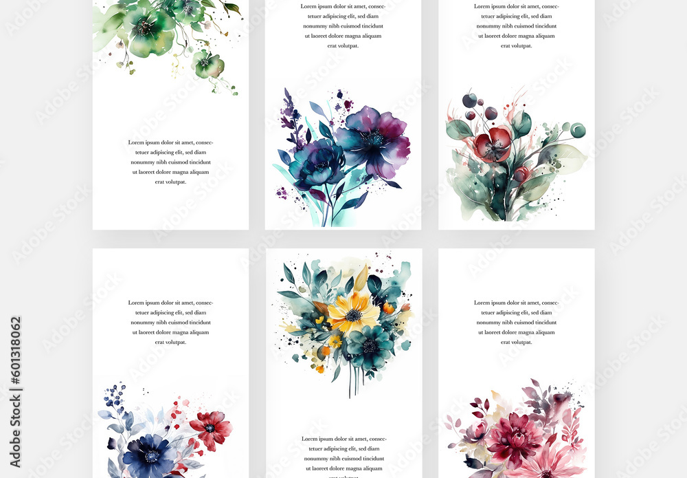 Mobile Story Layouts With Watercolor Design Elements And Copy Space ...
