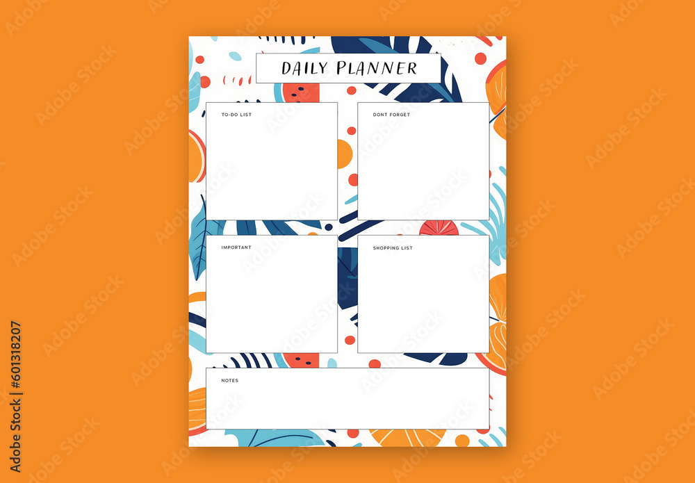 Creative Daily Planner Layout With Colored Pattern And Generative AI ...