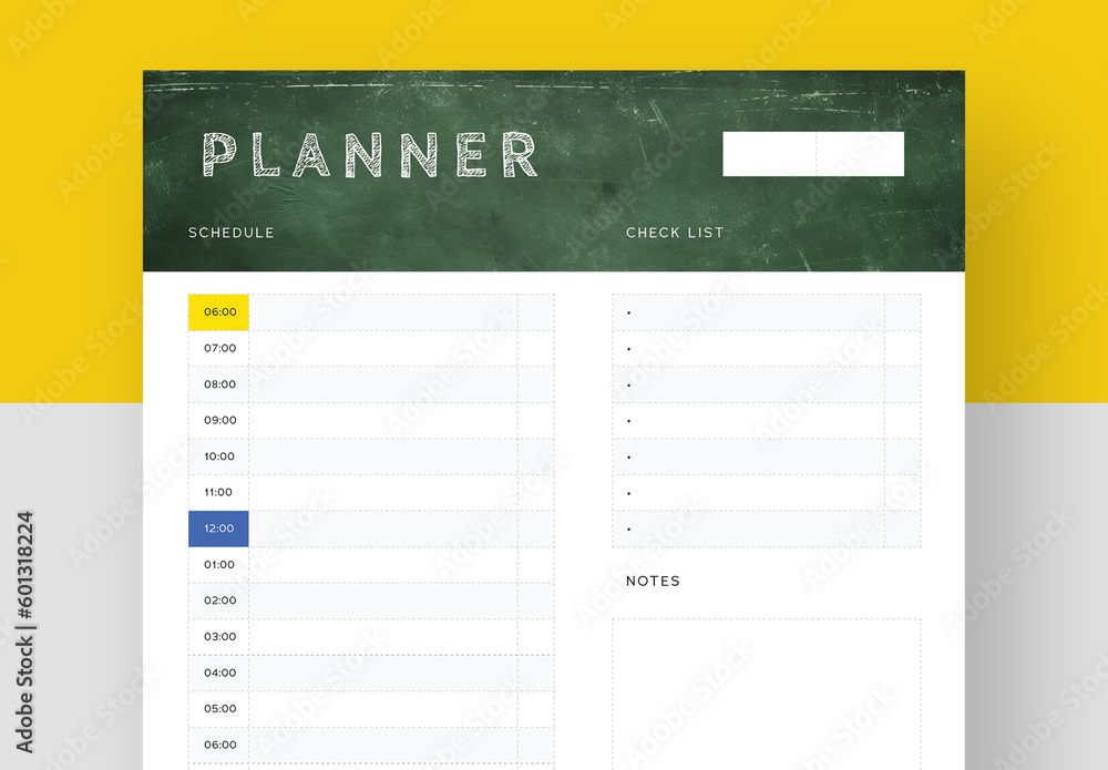 Daily Planner With Green Chalkboard Header And Generative AI Stock ...