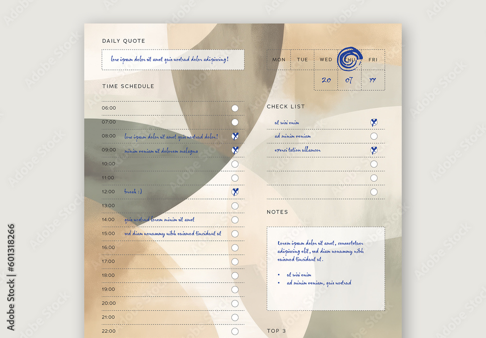 Daily Planner With Earth Tone Background and Generative AI Stock ...
