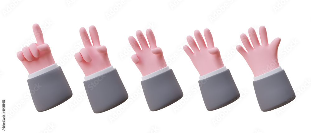 Set of sign language illustrations. Ordinal numerals. Non verbal ...