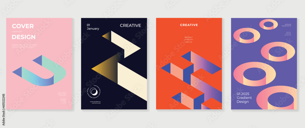 Abstract Gradient Background Vector Set Minimalist Style Cover Template With Vibrant