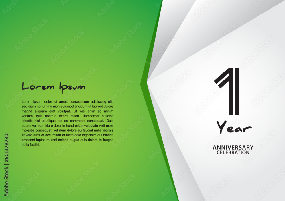 1 year anniversary celebration logotype on green background for poster ...
