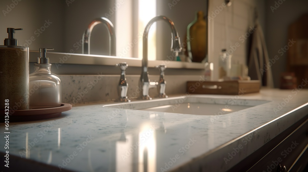 Illustration of modern clean bathroom counter top made of stone, sink ...
