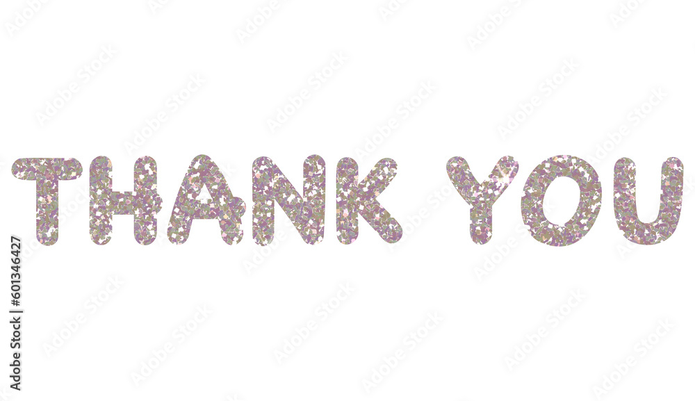 Silver glitter in Thank you text. Thank you text on transparent ...