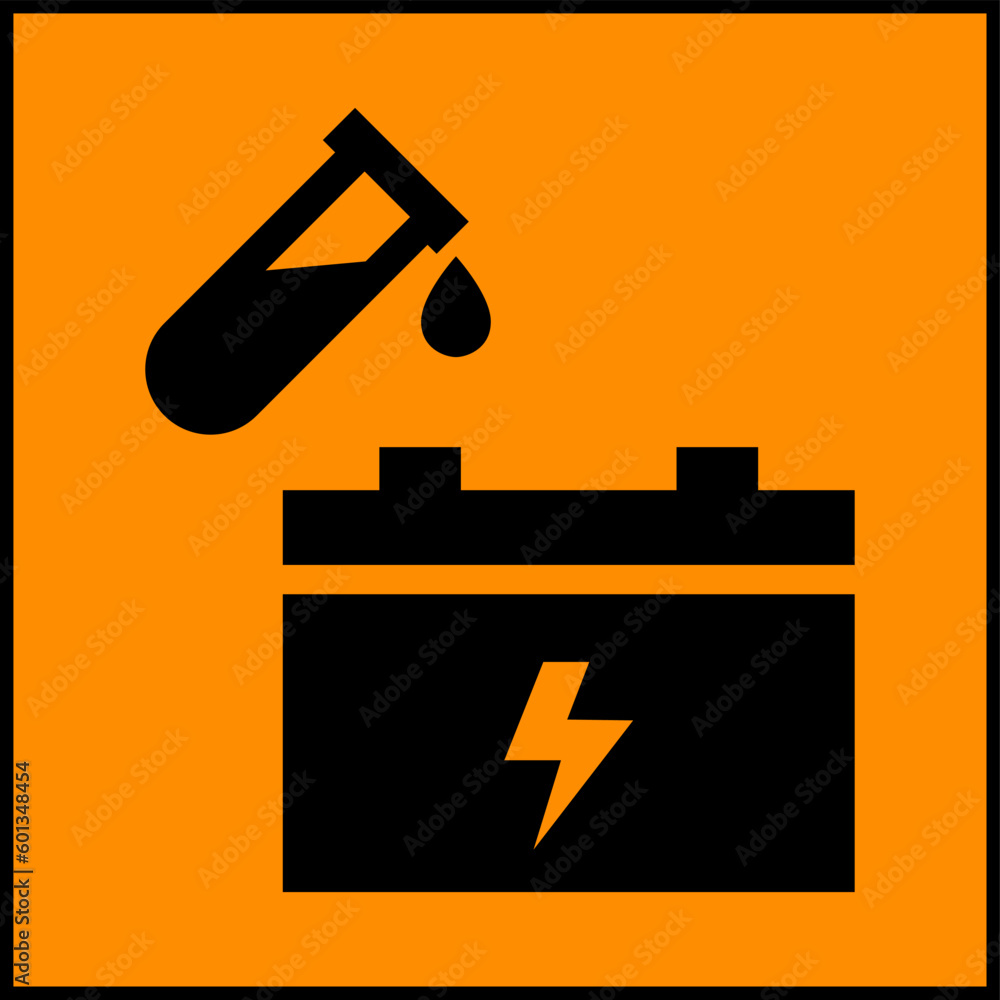 Warning Battery Acid Symbol Sign, Vector Illustration, Isolated On ...