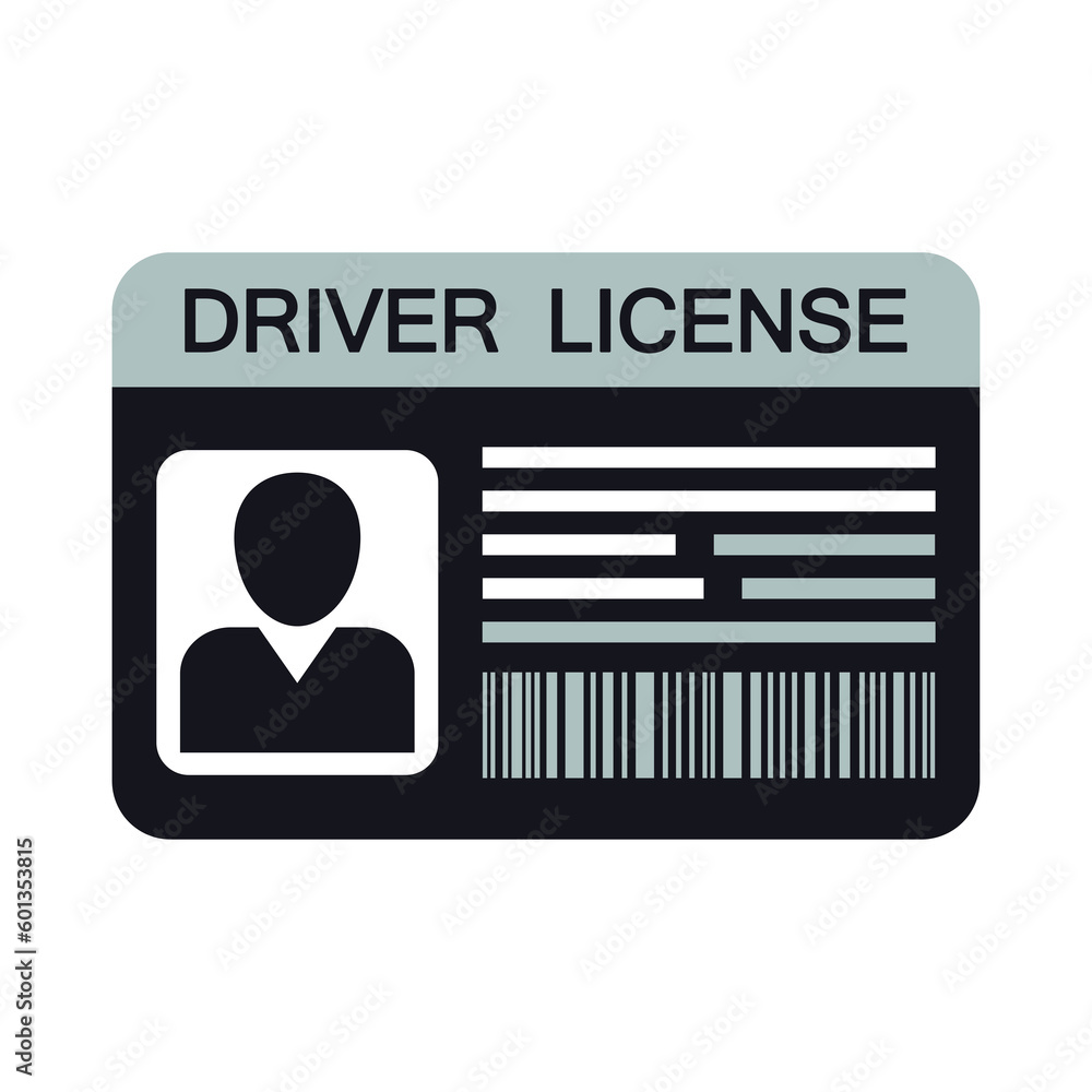 Driver's license icon, plastic card mockup, document identification ...