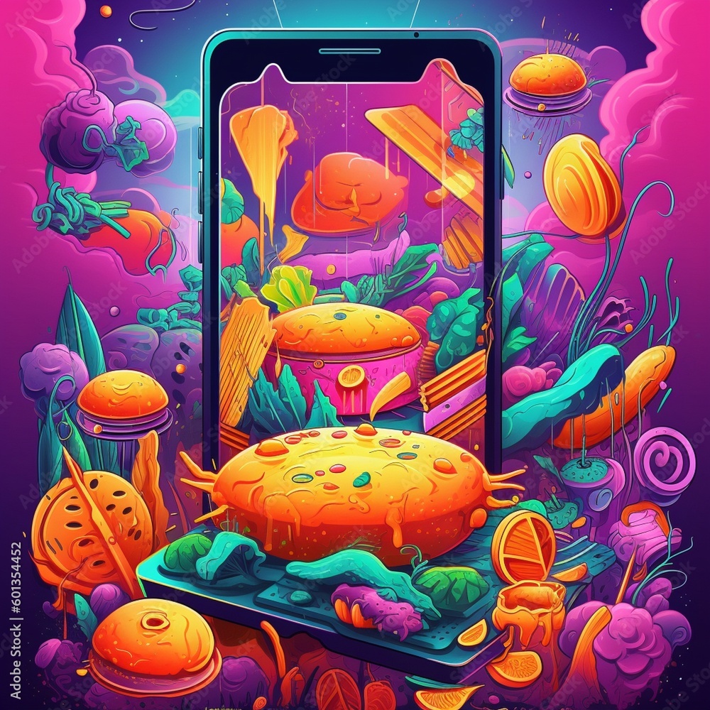 a food app splash screen from the future illustration should be ...