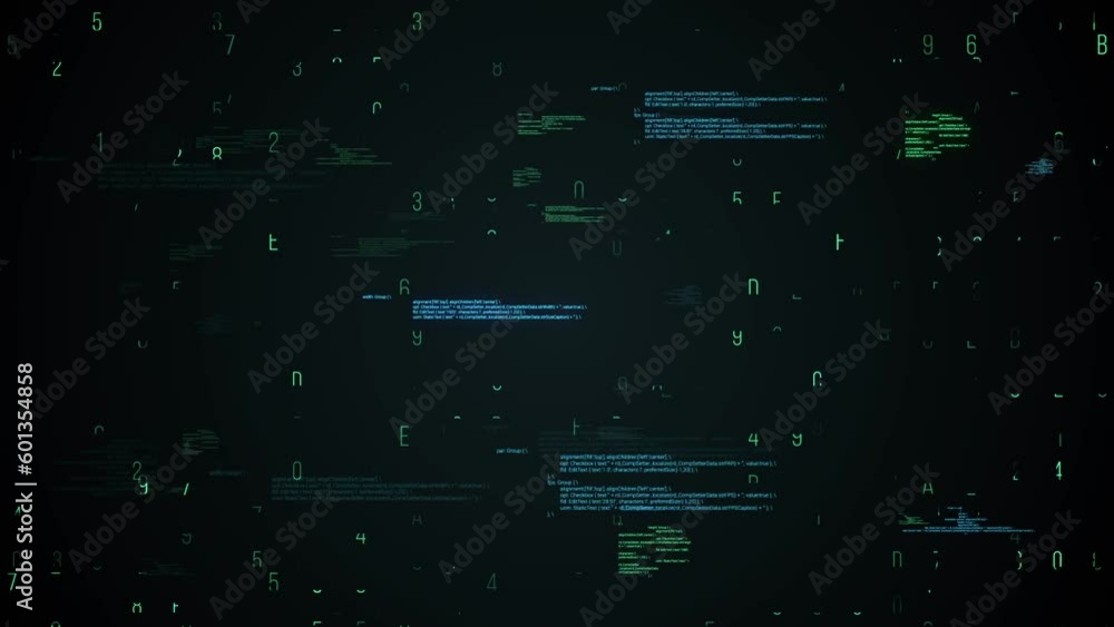 Digital binary code background loop - Fly with a scientific technology data binary code network ...