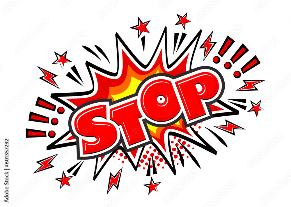 Stop word sketch explosion. Template comics speech bubble in Pop art ...