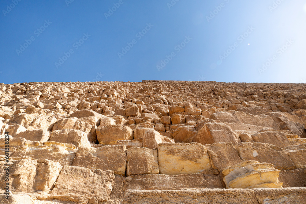 background of pyramid bricks. Slope of three big pyramid of Giza ...